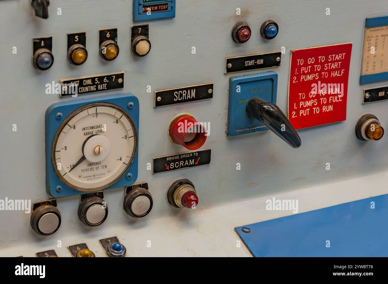 The SCRAM Button in a Nuiclear Reactor Control Room, Maryland USA Stock ...