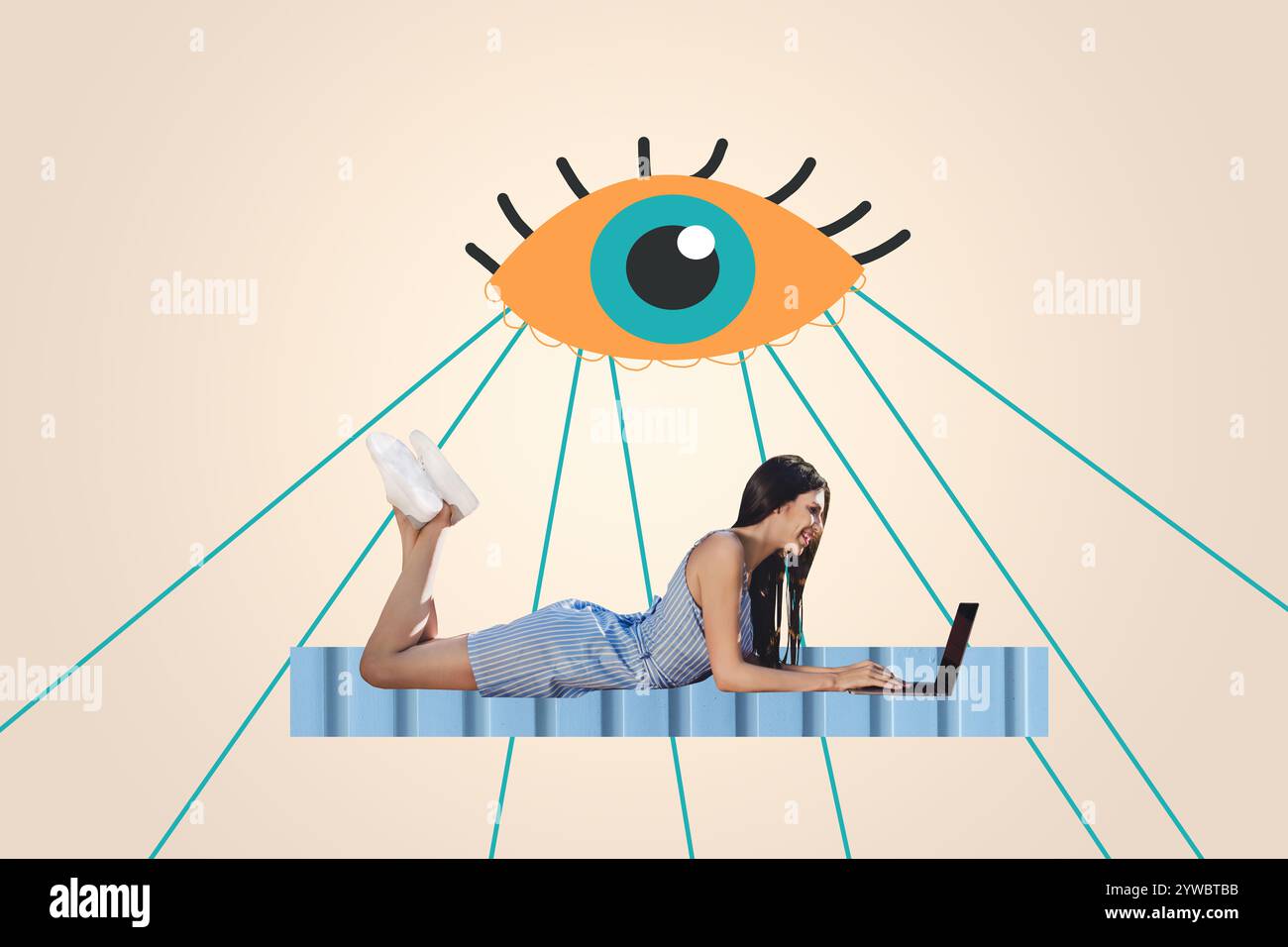 Composite trend artwork image photo collage of huge eyes watch vision ...