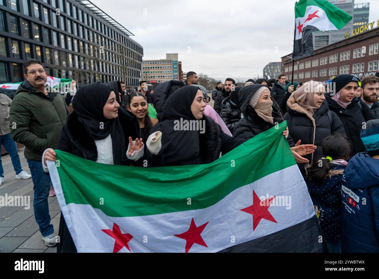 Syrians women celebrate the end of the Assad regime after the change of ...