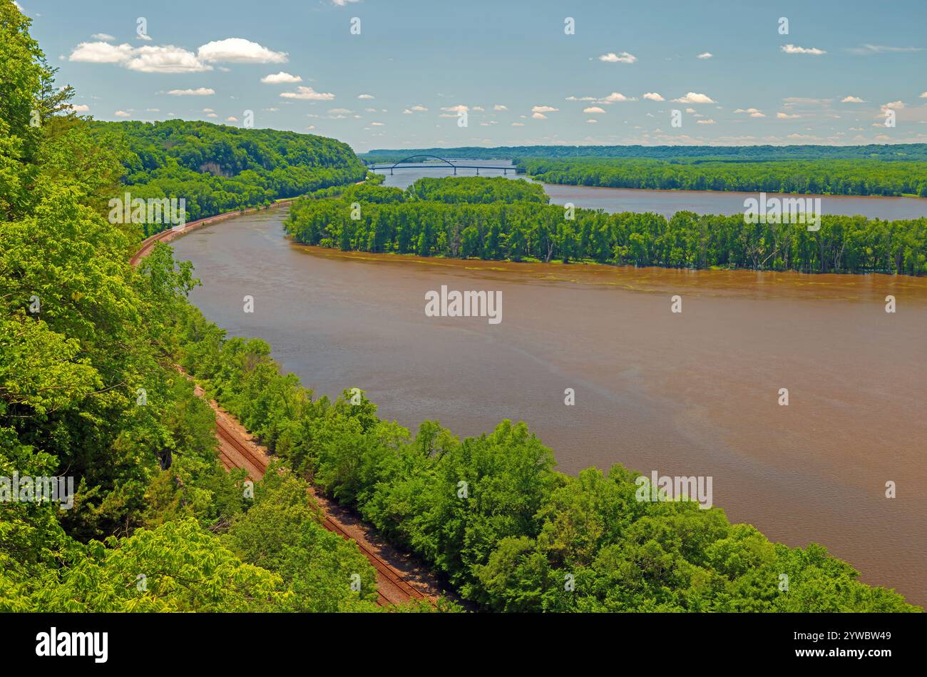 Bridge and Railroad Along the Mississippi River at Mississippi ...