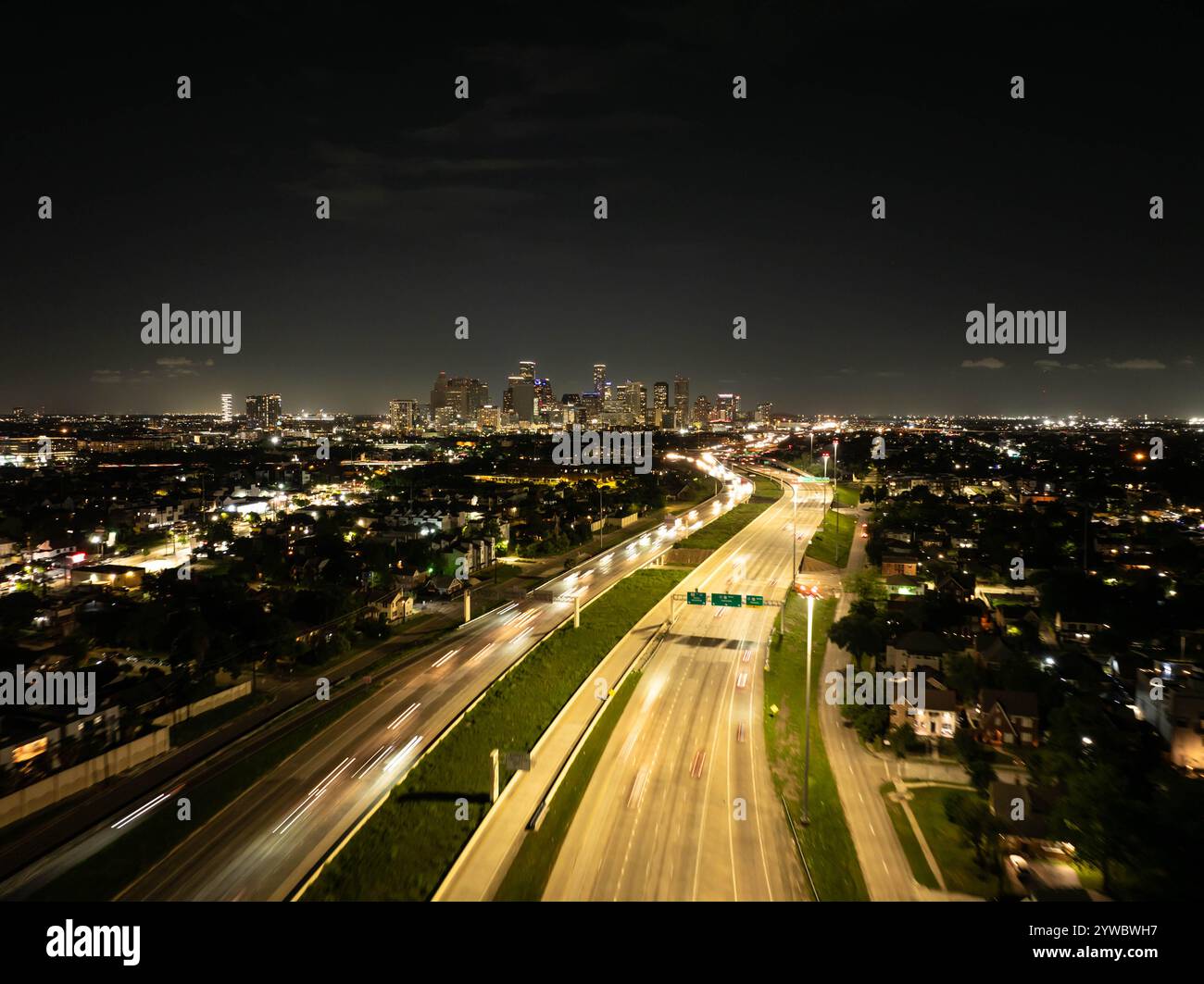 Houston Skyline At Night Aerial