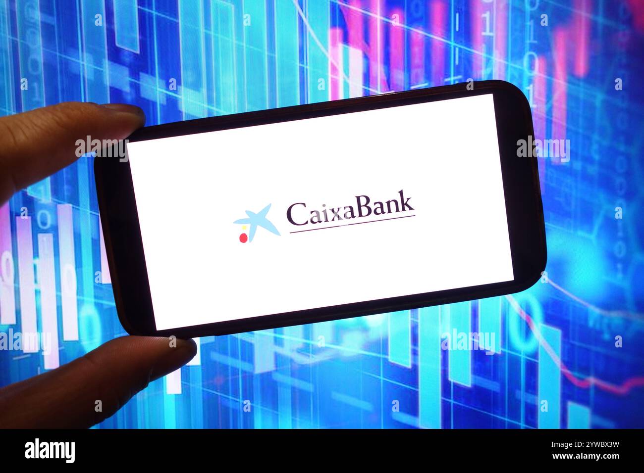 In this photo illustration, the CaixaBank company logo is seen ...