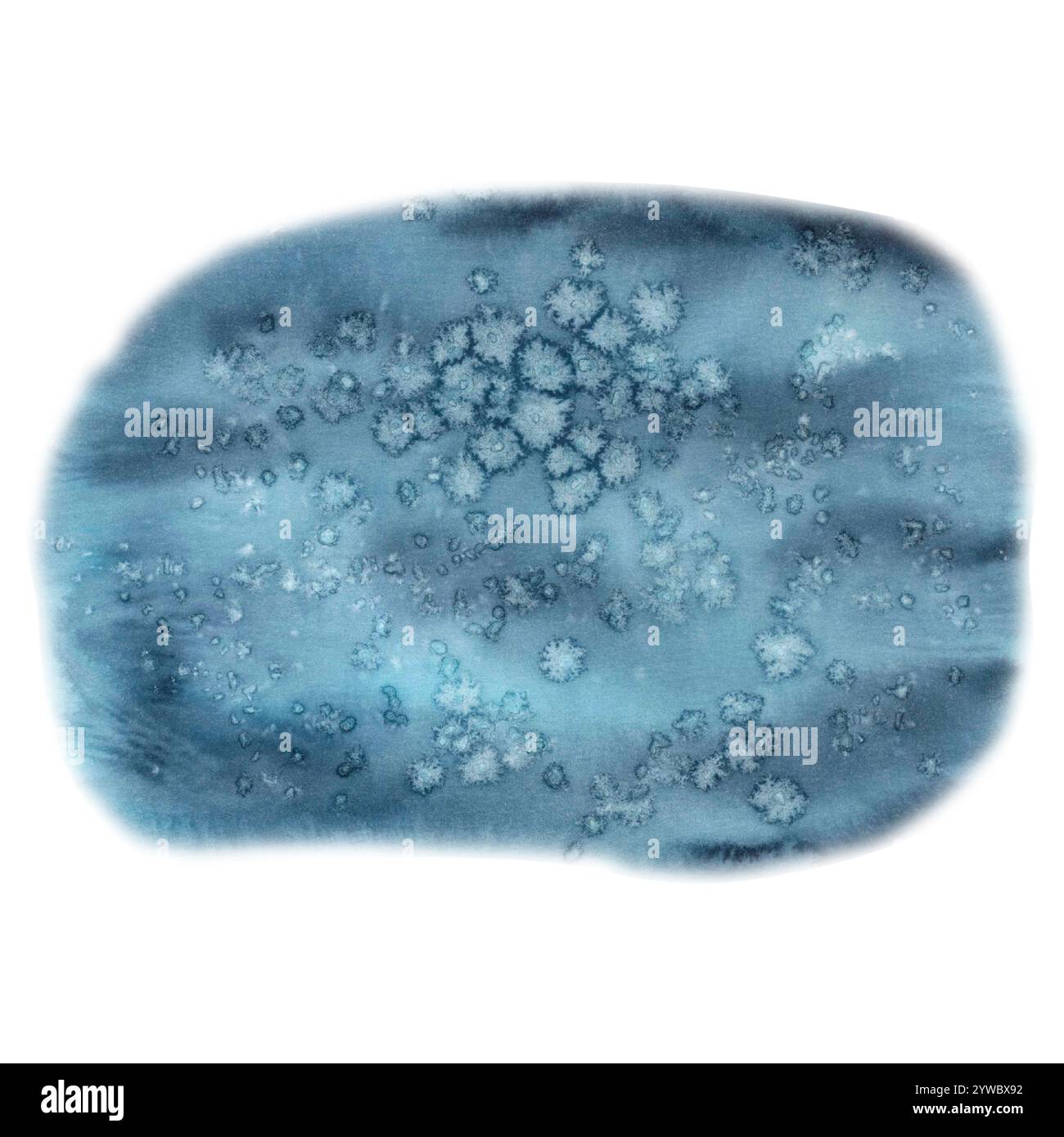 Large dark blue watercolor stain with water stains. Abstract winter ...