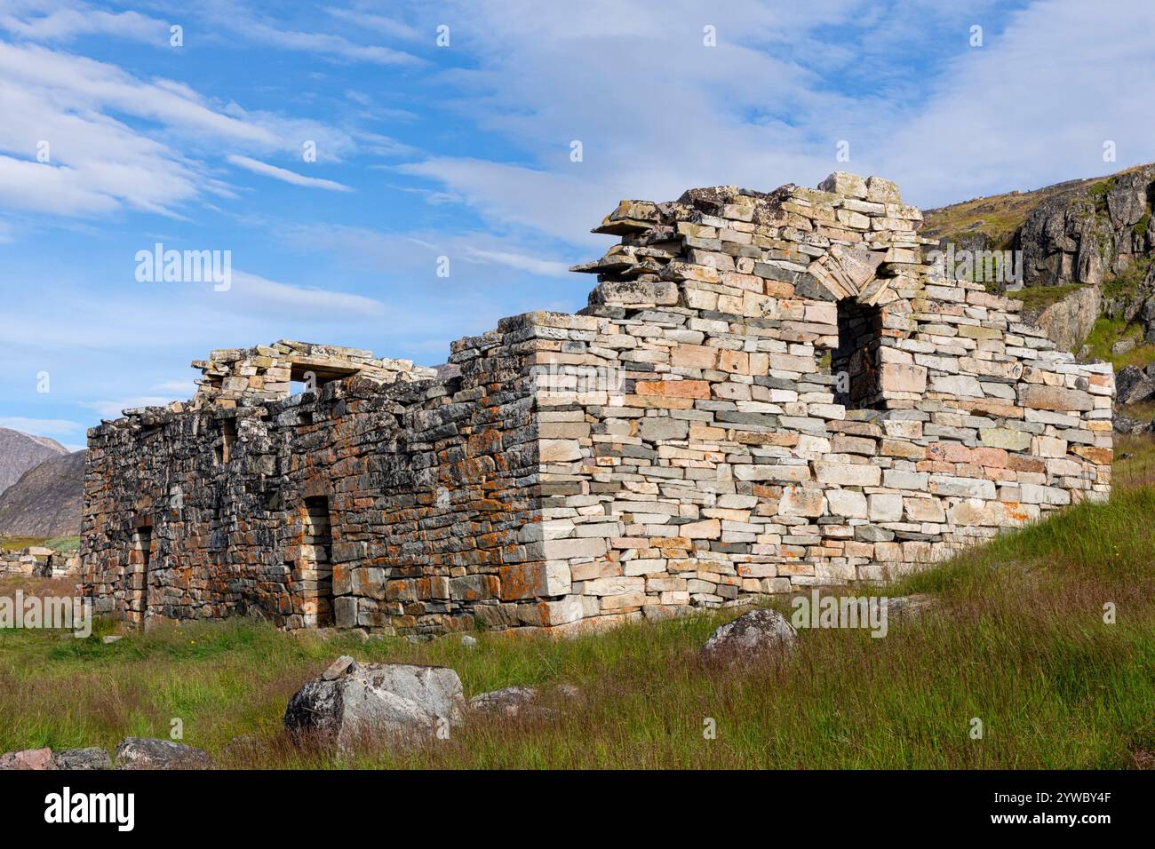 Norse ruins of the church at Hvalsey. Qaqortoq, Greenland, Denmark ...