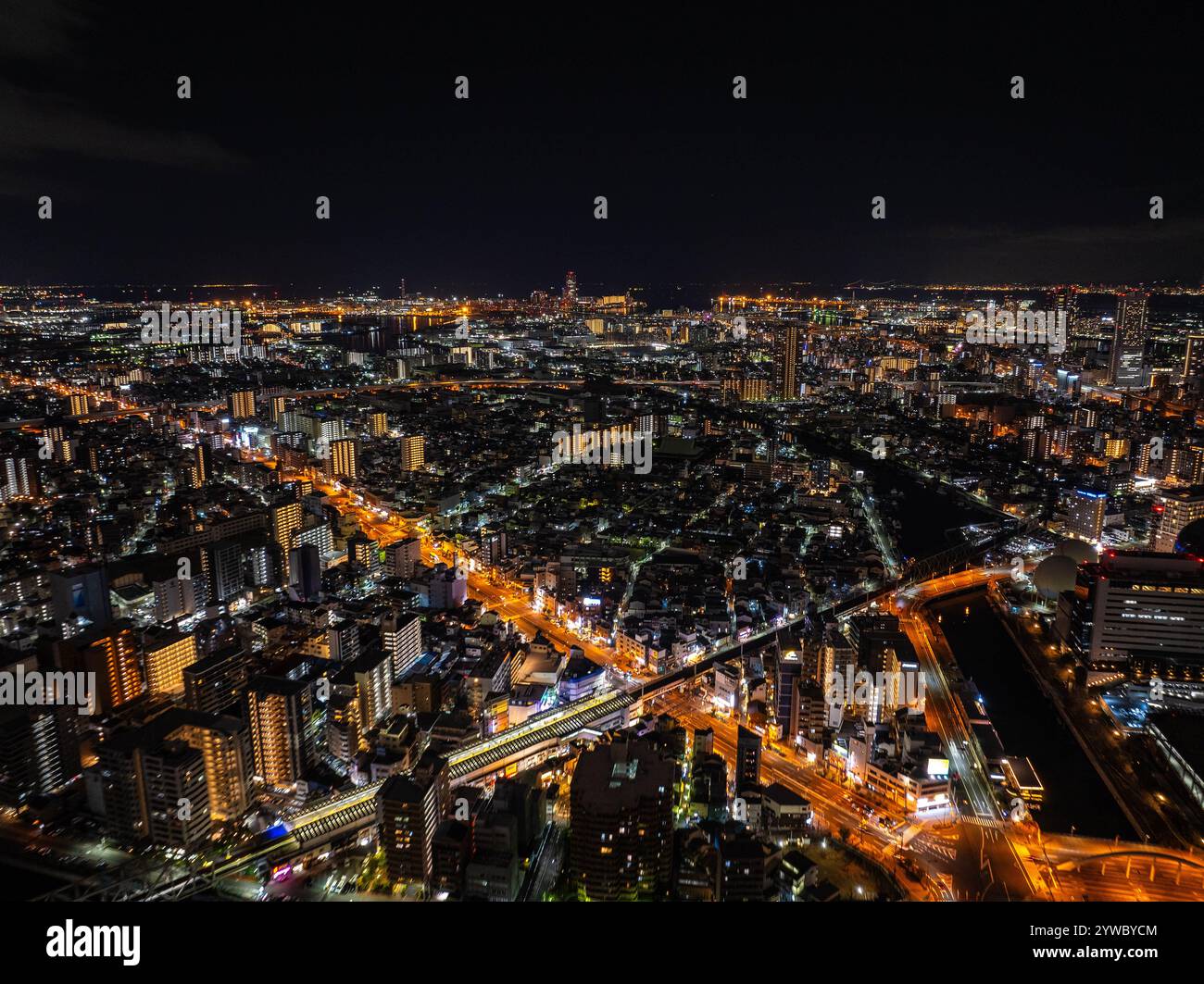Aerial shot illuminated osaka hi-res stock photography and images - Alamy