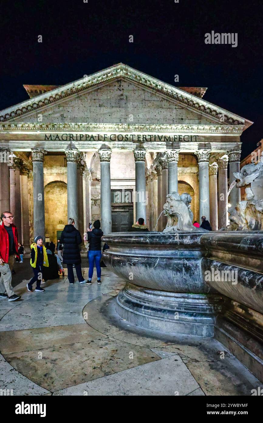 Italy, Rome - November 26, 2023: Pantheon and Fountain of Pantheon ...