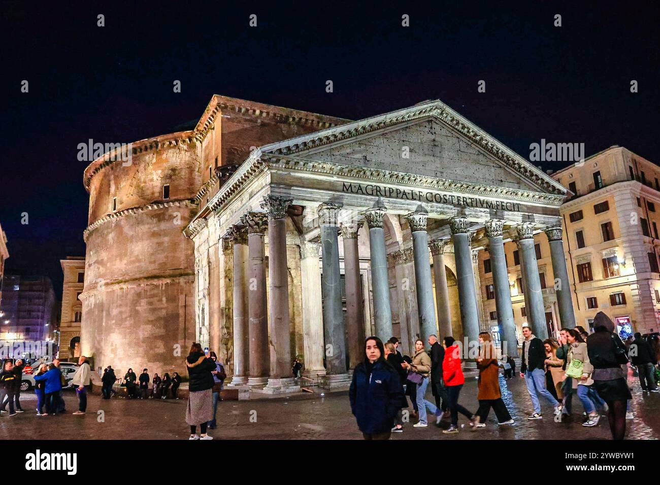 Italy, Rome - November 26, 2023: Pantheon Illuminated at night ...