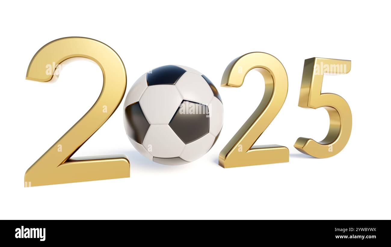 2025 soccer ball isolated on the white background Stock Photo - Alamy