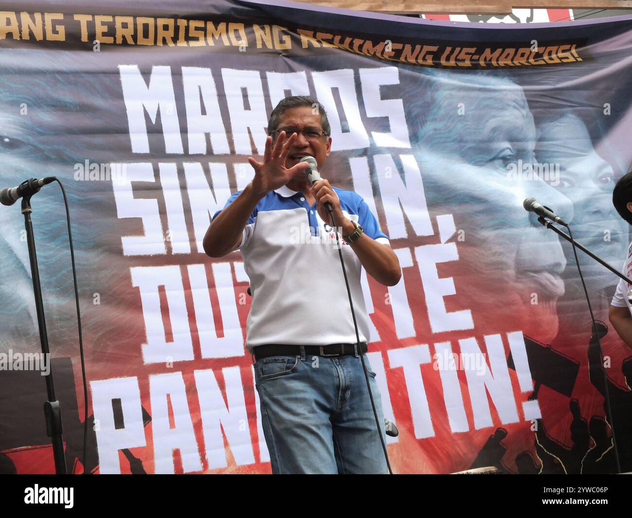 Former Bayan muna party-list Representative Teddy Casiño speaks to the ...