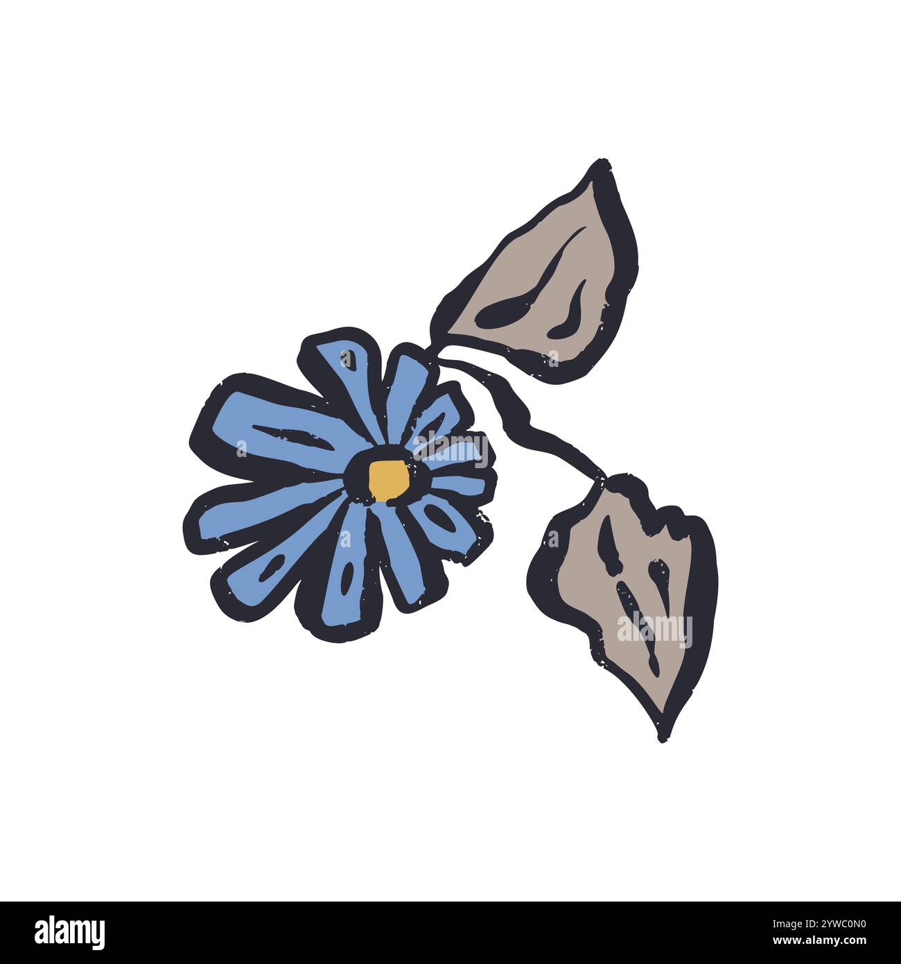 Black outline minimal abstract inky flower Stock Vector Image & Art - Alamy