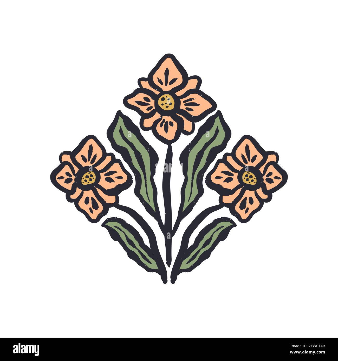 Black outline minimal abstract inky flower Stock Vector Image & Art - Alamy