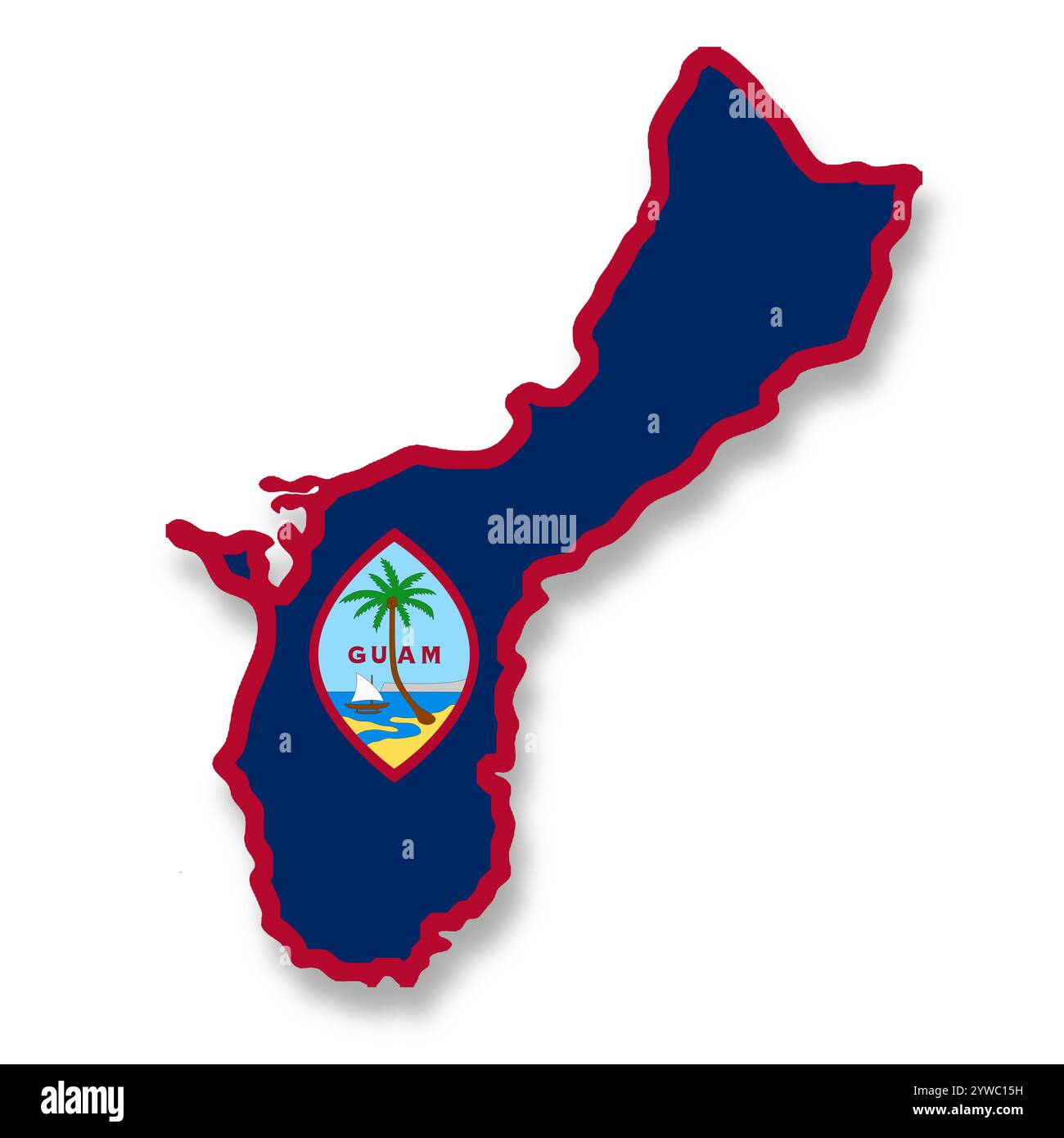 Guam flag map with clipping path Stock Photo - Alamy