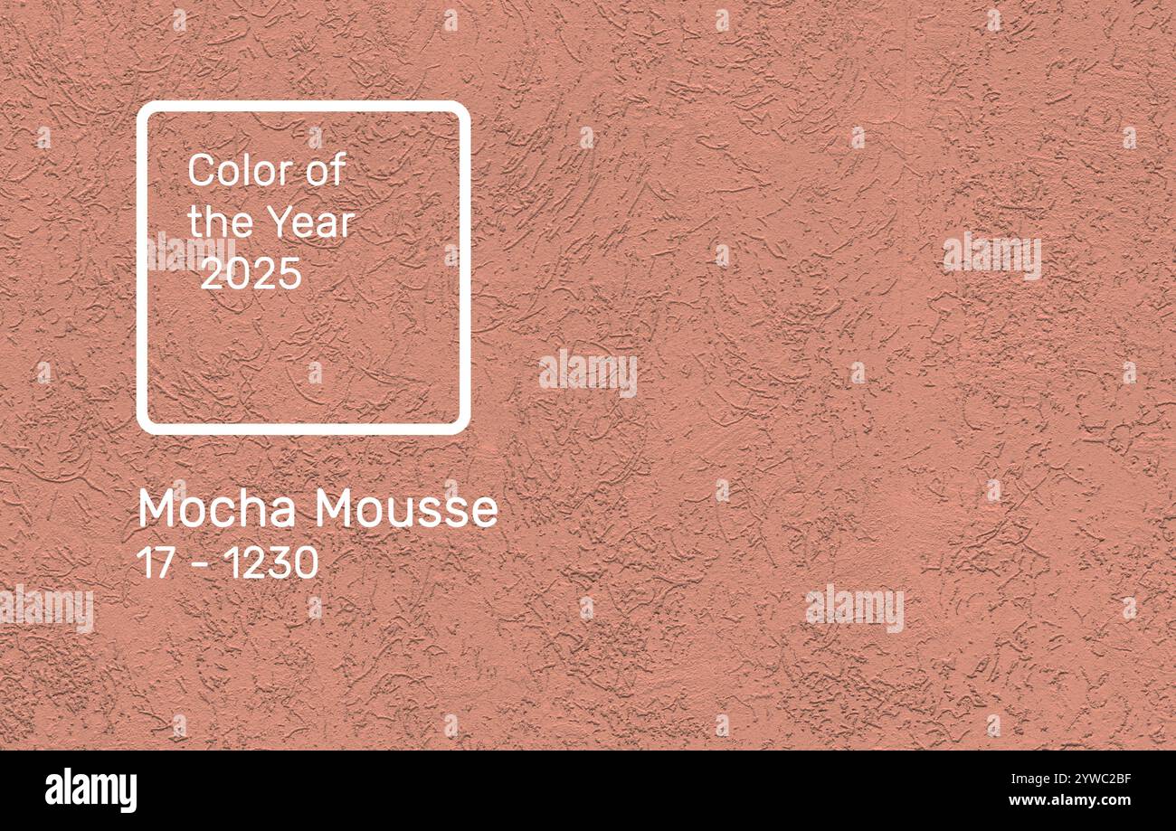 Texture of a plaster wall. Demonstrating color of 2025 year mocha ...