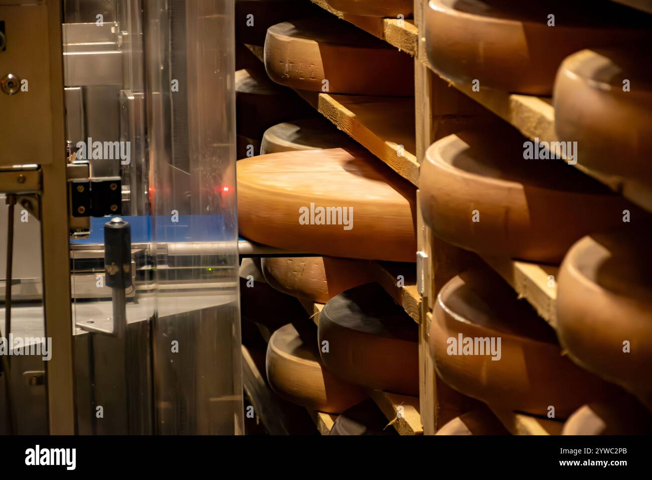 Aging rooms with many shelves in cheese caves, central location for ...
