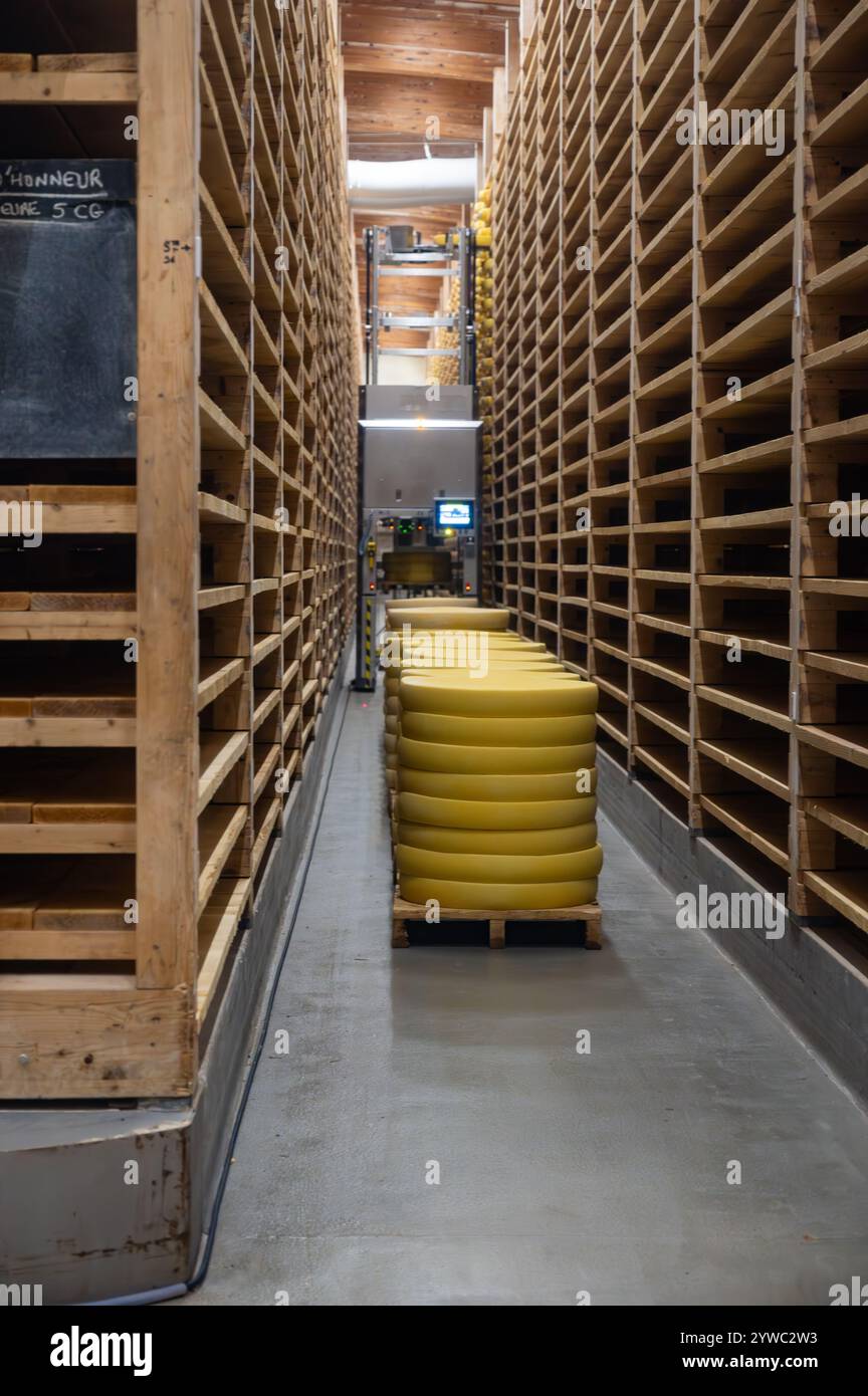 Aging rooms with many shelves in cheese caves, central location for ...