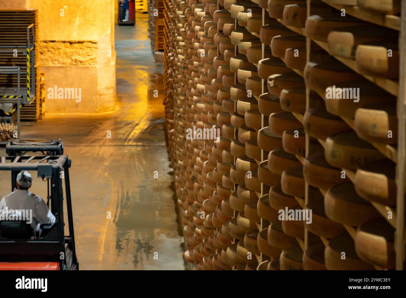 Aging rooms with many shelves in cheese caves, central location for ...