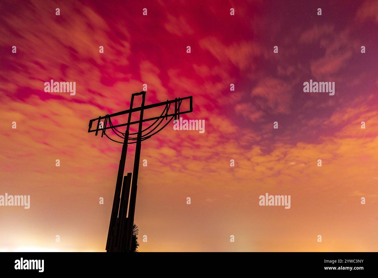 Wroclaw, Poland - May 10 2024: Beautiful pink and red aurora on sky ...