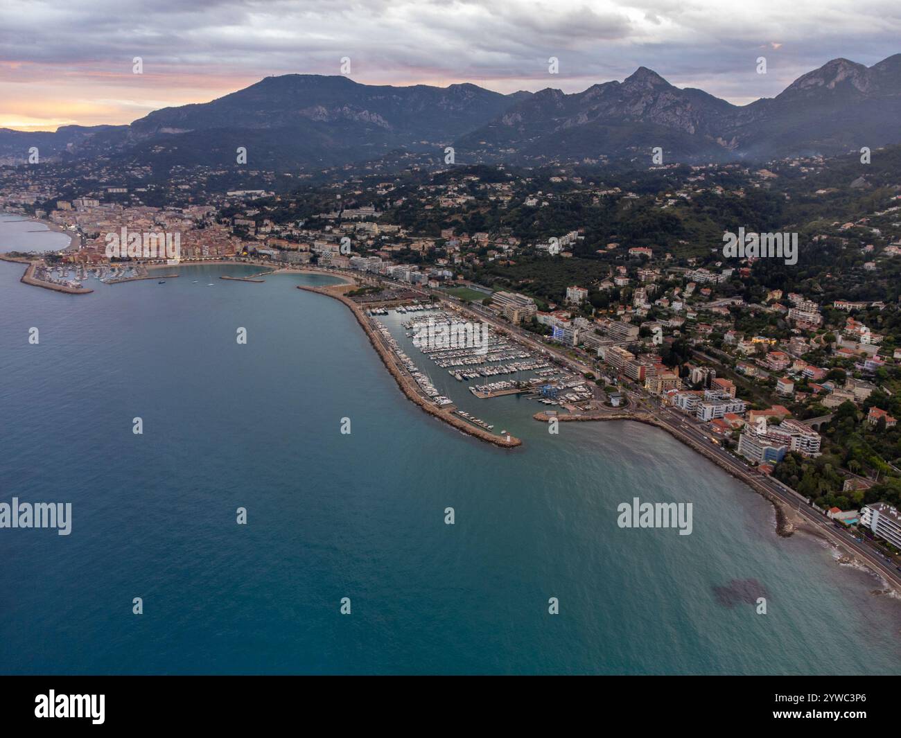 Aerial view on French Riviera, Menton, Monte-Carlo and Monaco and ...