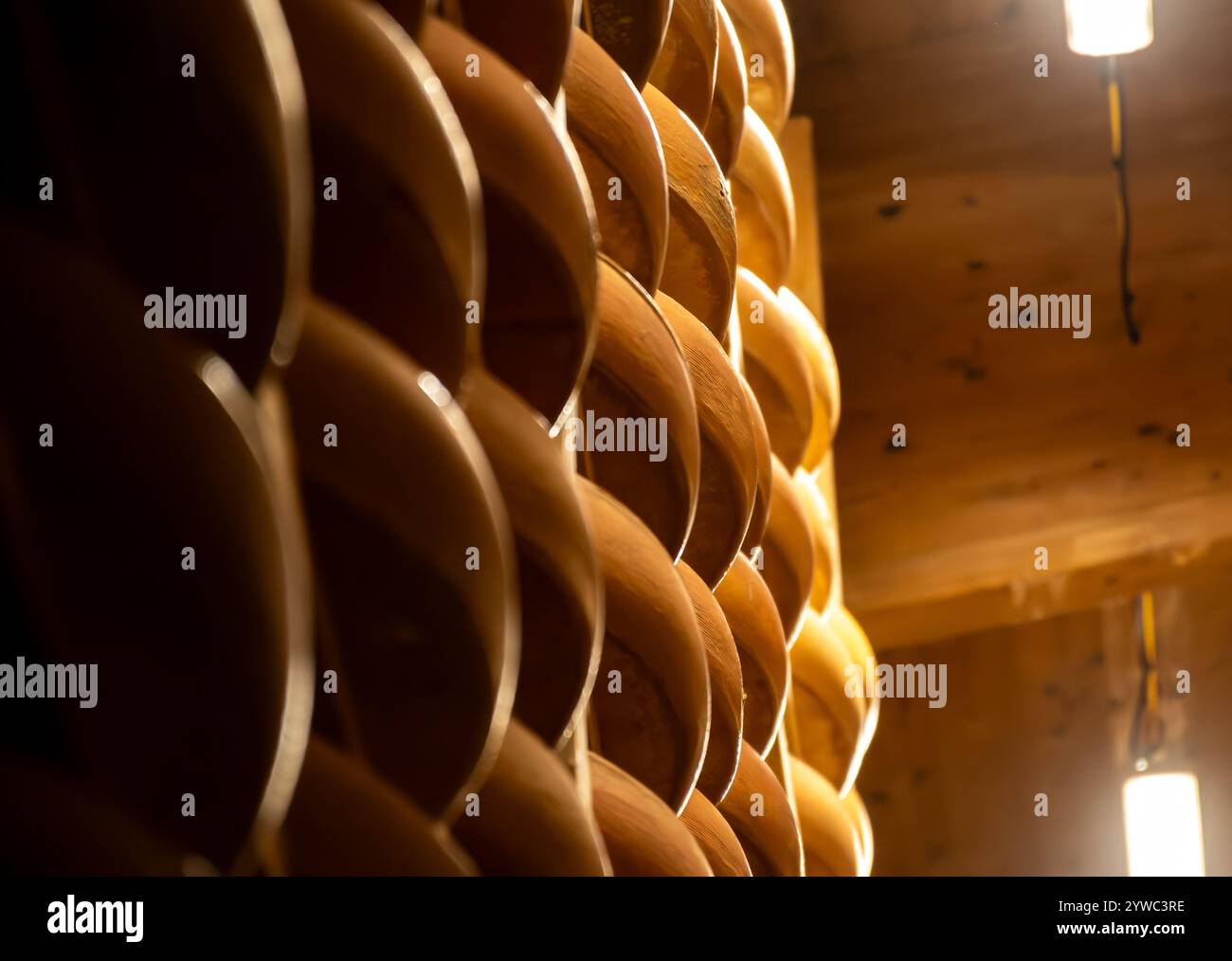 Aging rooms with many shelves in cheese caves, central location for ...