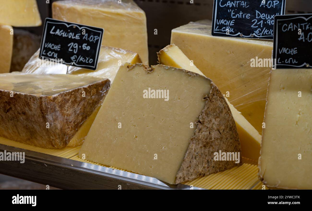 Cheese collection, hard French cheese old cantal AOP fermier made from ...