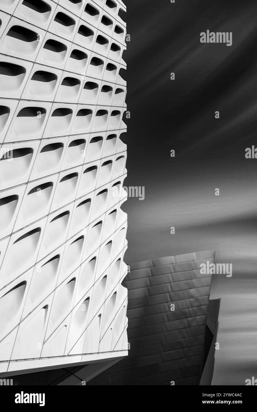 A Uniquely Patterned Building Facade Shows Sleek Lines And Curves In