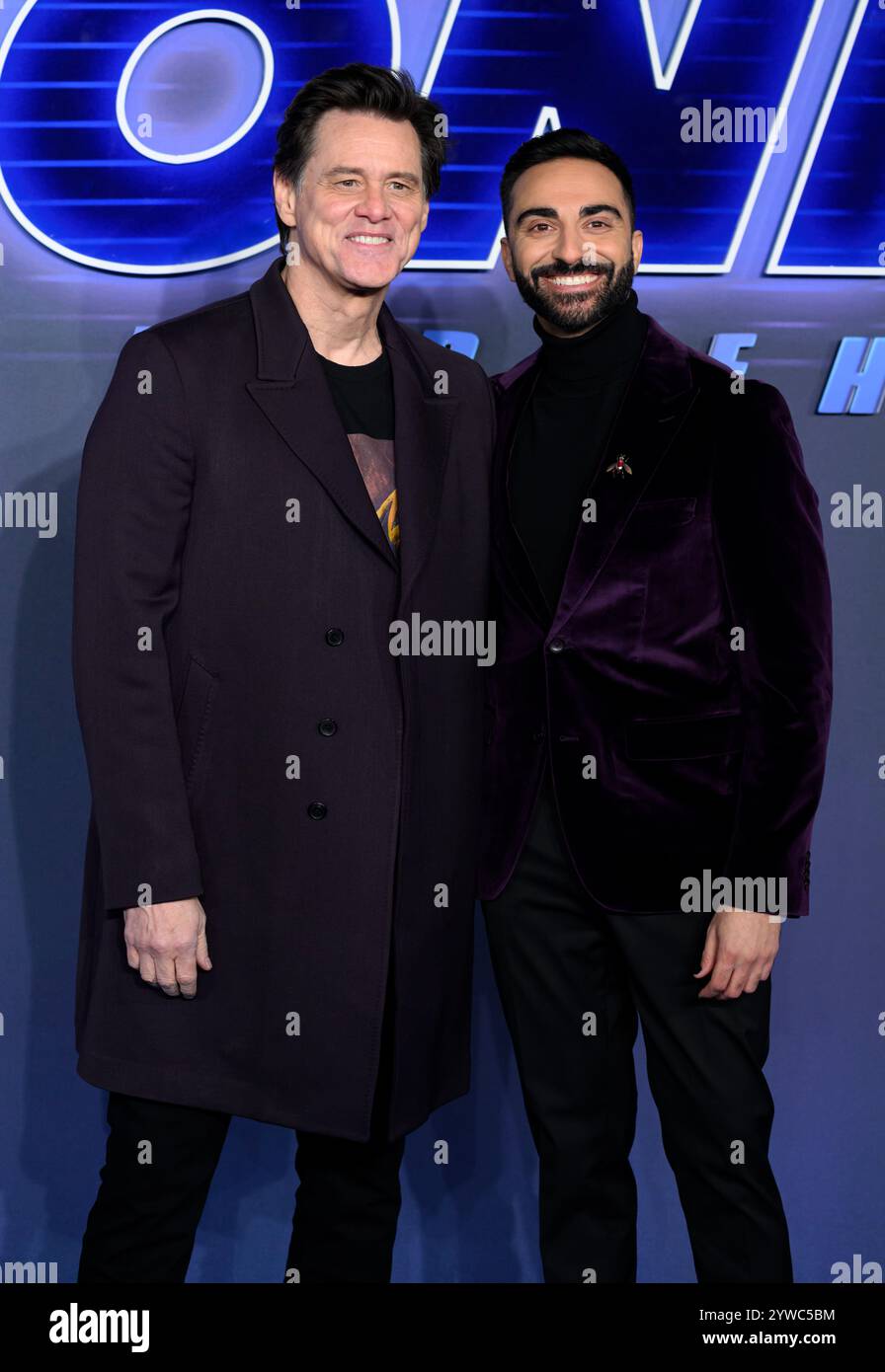 London, UK. December 10th, 2024. Jim Carrey and Lee Majdoub arriving at ...