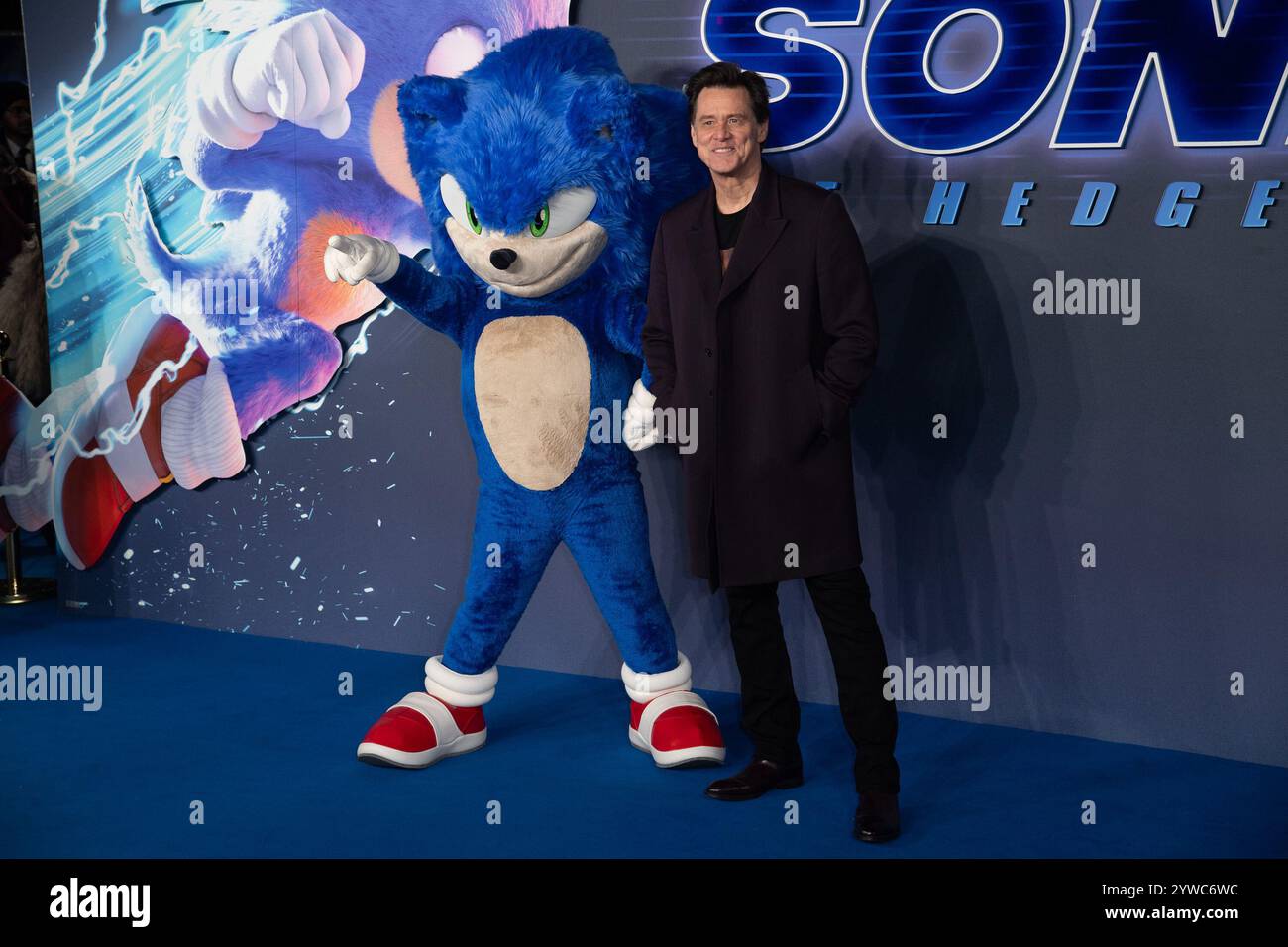 London, UK. 10 Dec, 2024. Pictured: (L-R) - Sonic The Hedgehog and Jim ...