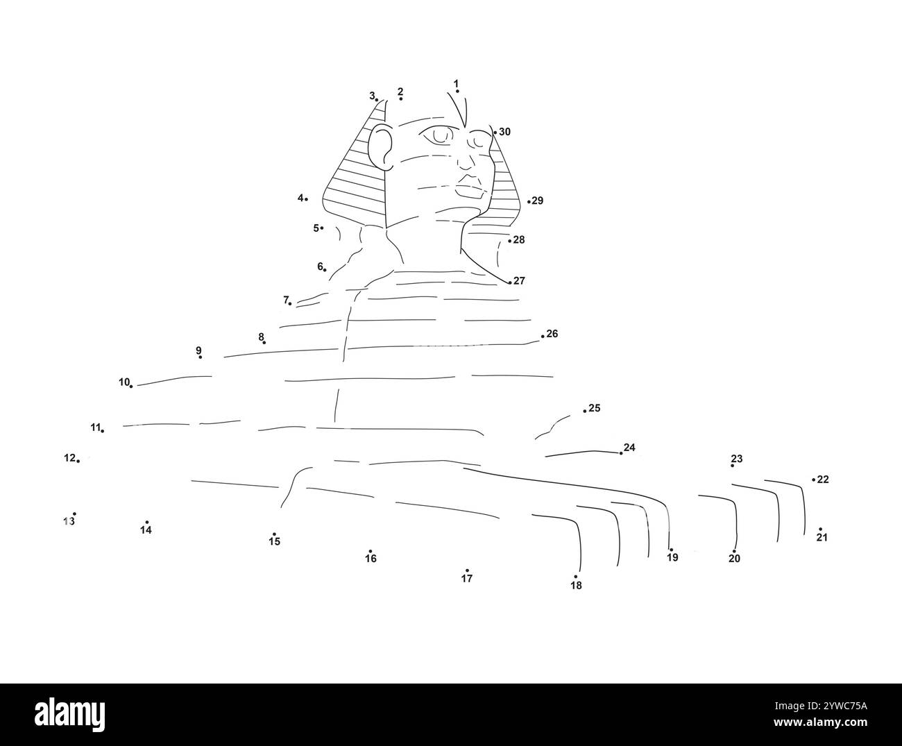 cartoon scene with egyptian sphinx as colorin page or workbook task ...