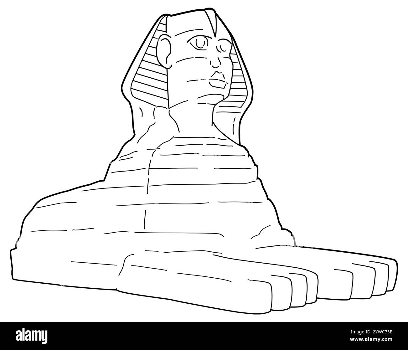 cartoon scene with egyptian sphinx as colorin page or workbook task ...