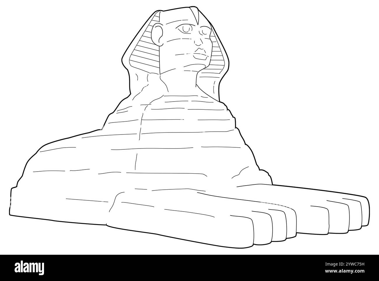 cartoon scene with egyptian sphinx as colorin page or workbook task ...