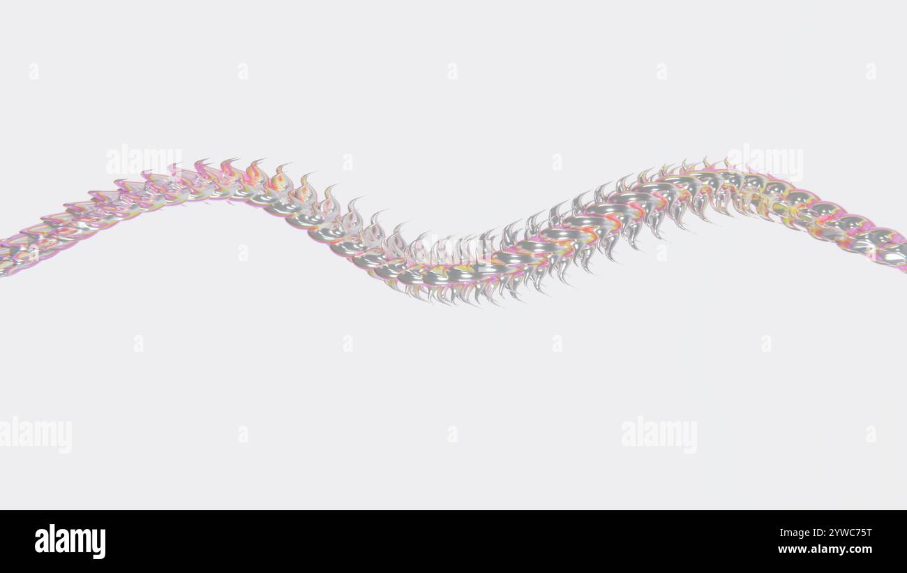 Abstract 3D horizontal trendy pastel iridescent illuminated swirl snake ...