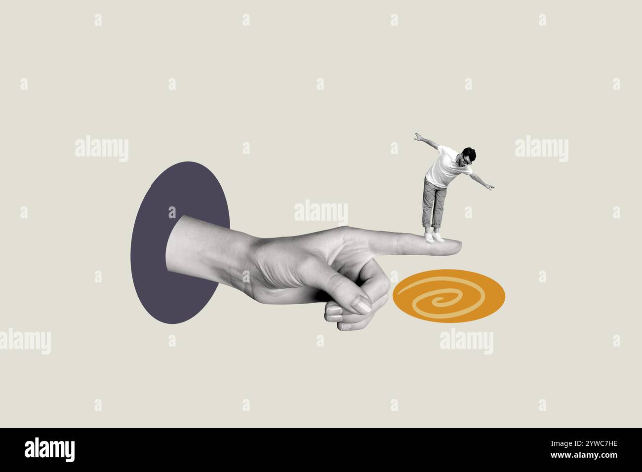 Composite image montage trend artwork 3D collage of huge hand showing ...