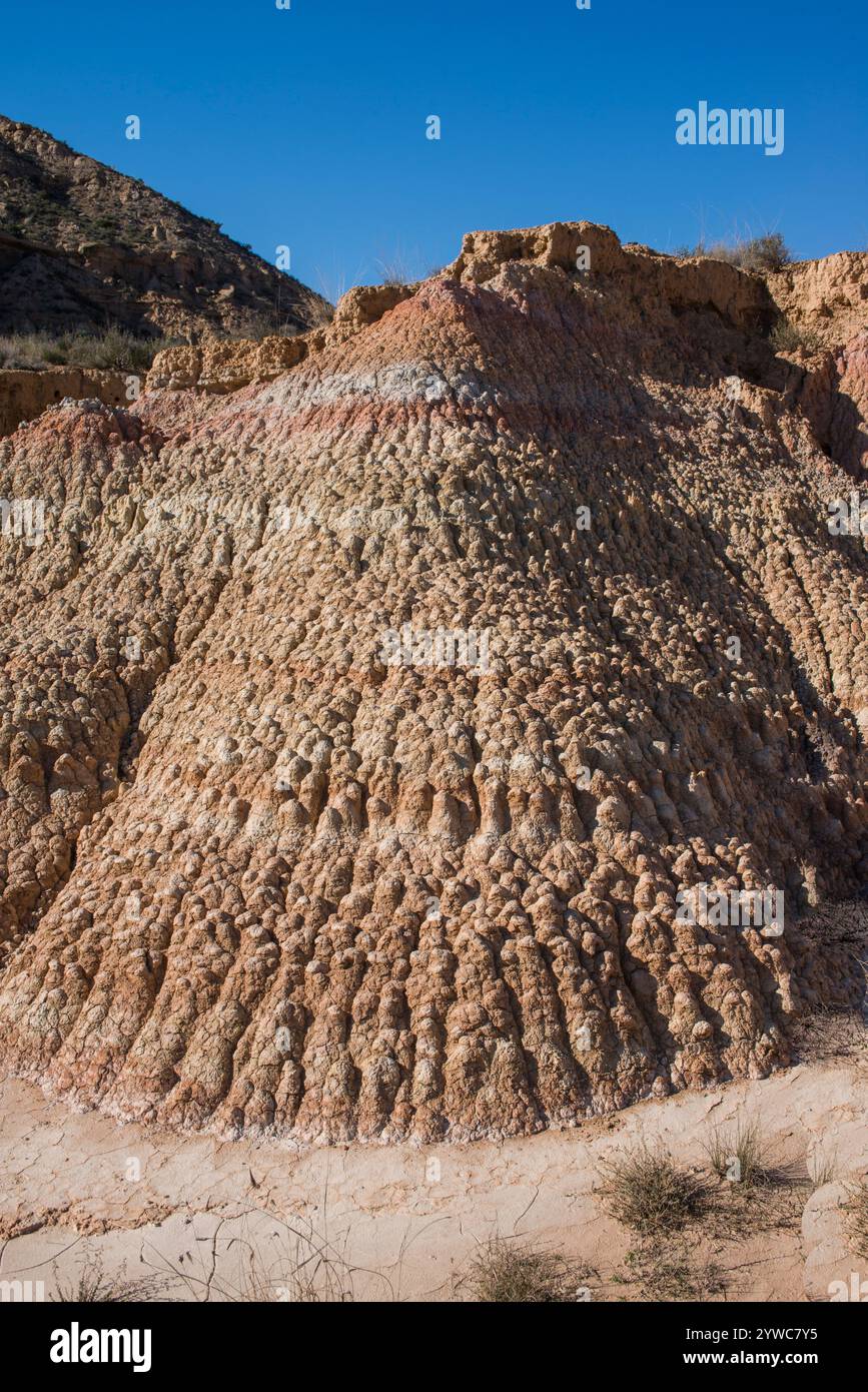 Erosion by wind and rainfall on slopes of clayish ground including ...