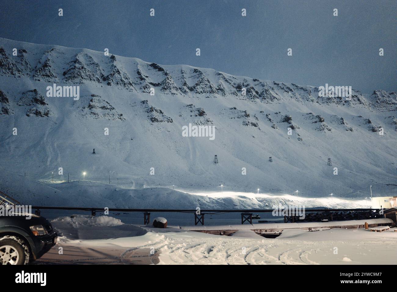 Pipelines above ground due to permafrost in Longyearbyen, Svalbard ...