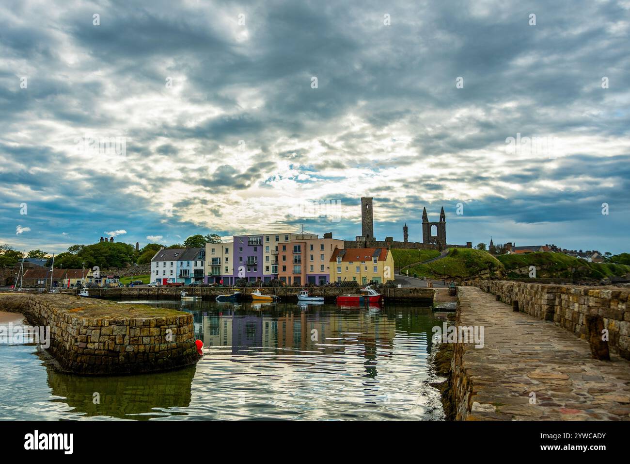 Waterfront townscape and harbour, St Andrews, Fife, Scotland, UK Stock ...
