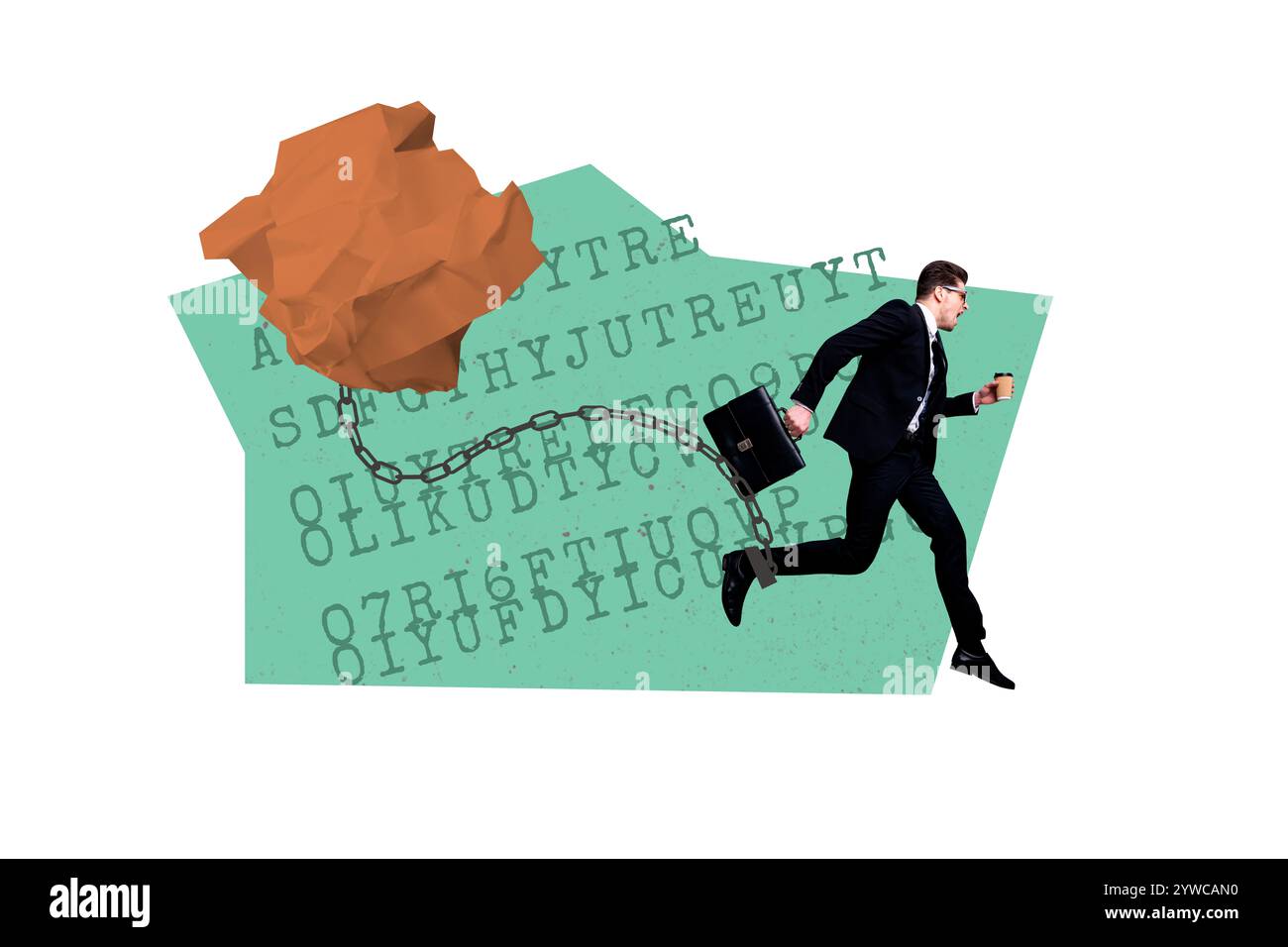 Composite trend artwork sketch image collage of young guy office worker ...