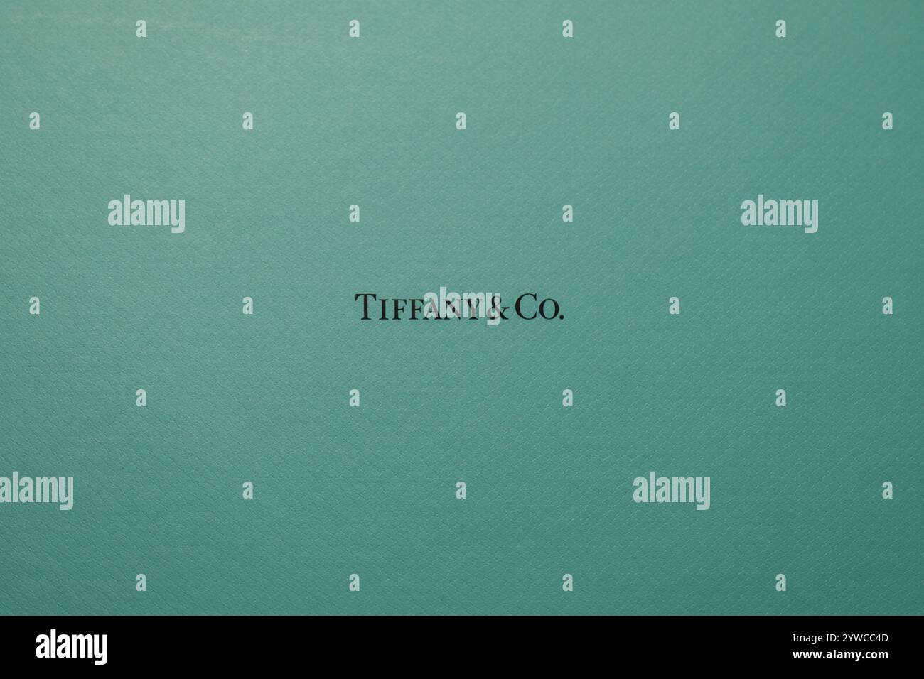 close up of Tiffany & Co. logo on iconic blue box Stock Photo - Alamy