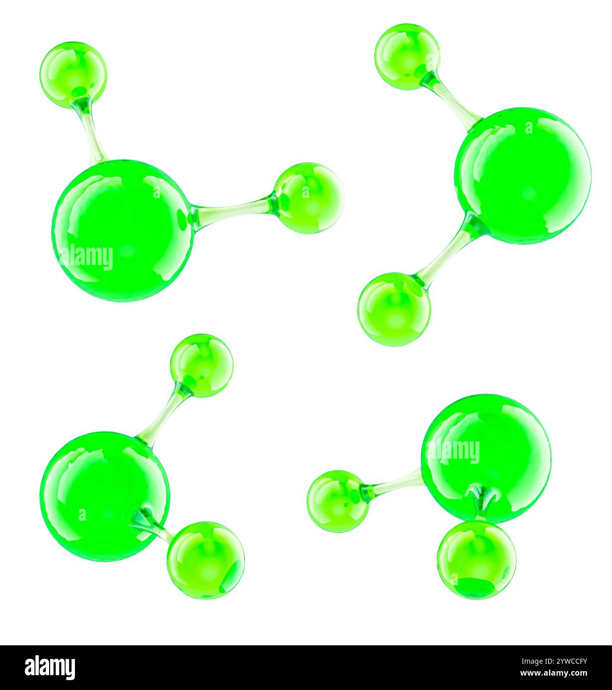 Green molecules set, 3D rendering isolated on white background Stock ...