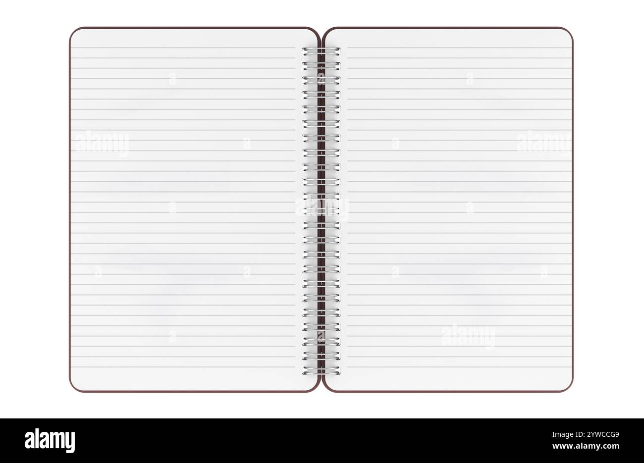 Opened Notebook spiral exercise book with lined paper, 3D rendering ...