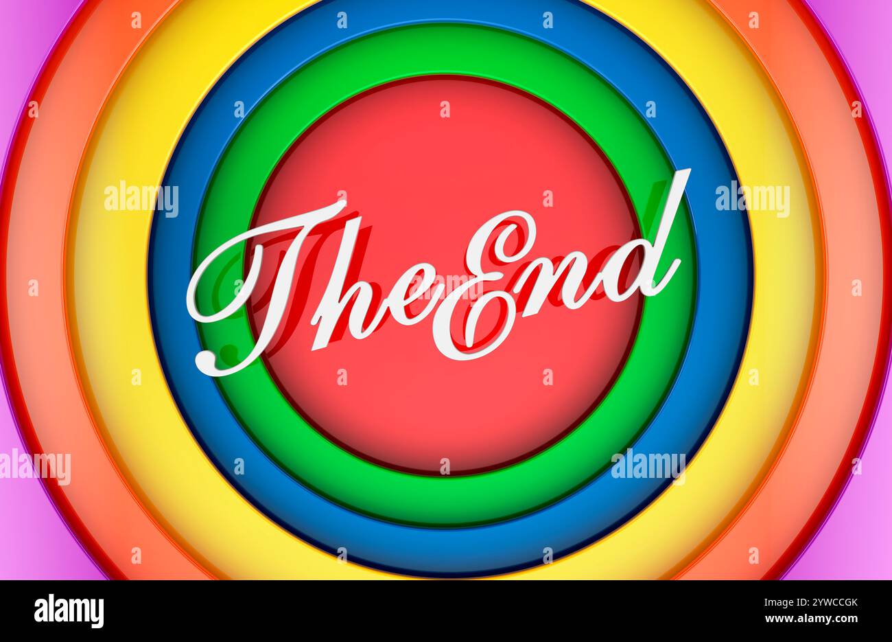 The End title on colored rounds background. Retro style movie ending ...
