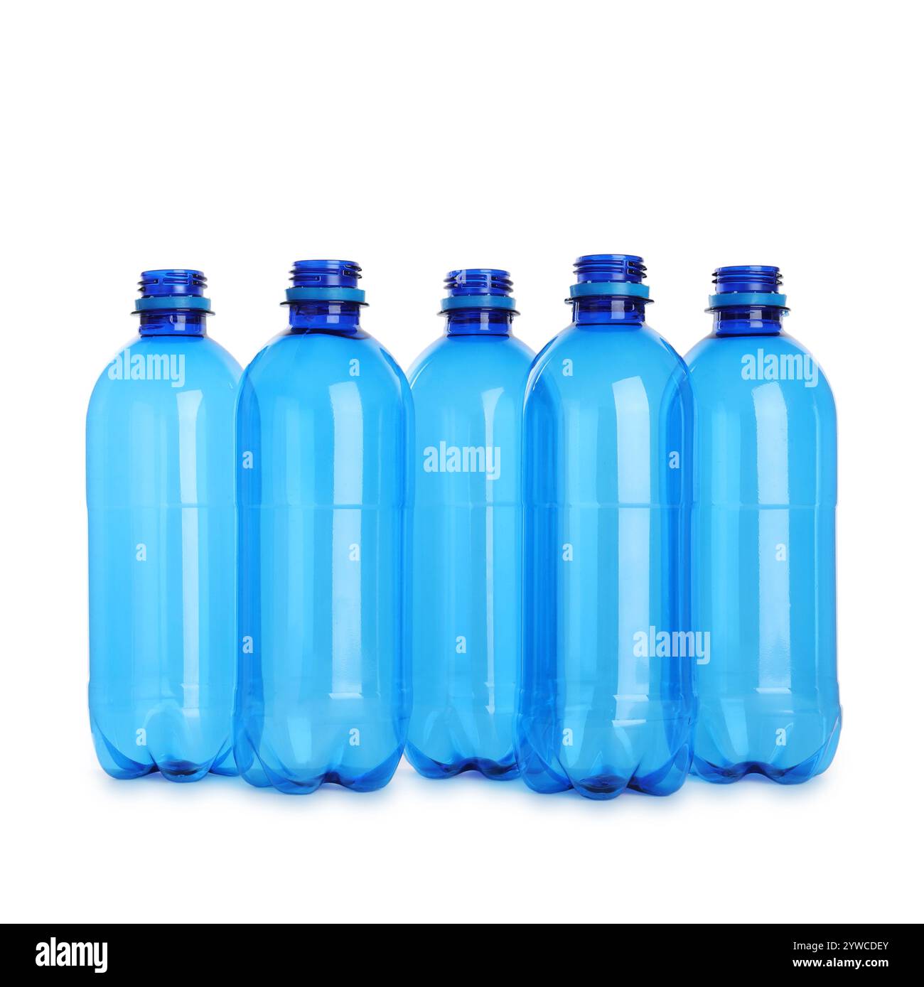 Many empty plastic bottles isolated on white Stock Photo - Alamy