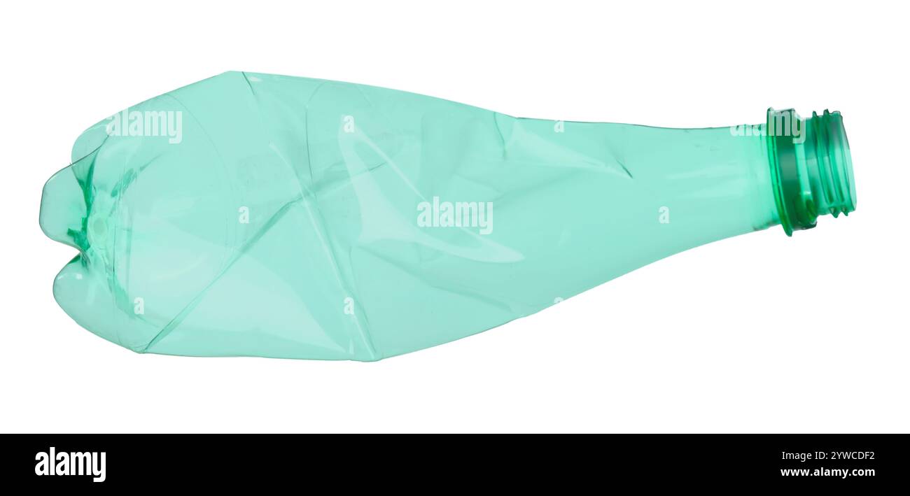 One crumpled plastic bottle isolated on white Stock Photo - Alamy