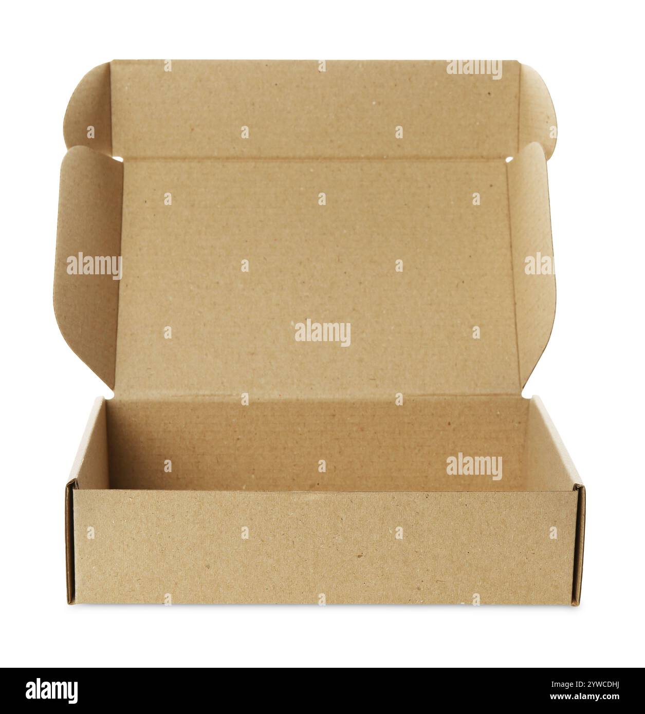 Open empty cardboard box isolated on white. Mockup for design Stock ...