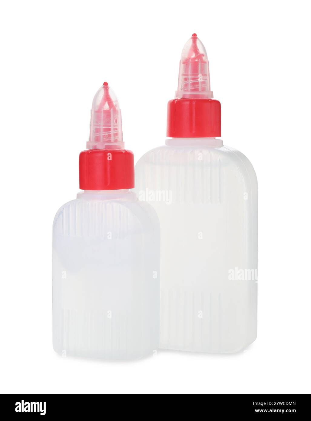 Bottles of glue with caps isolated on white Stock Photo - Alamy