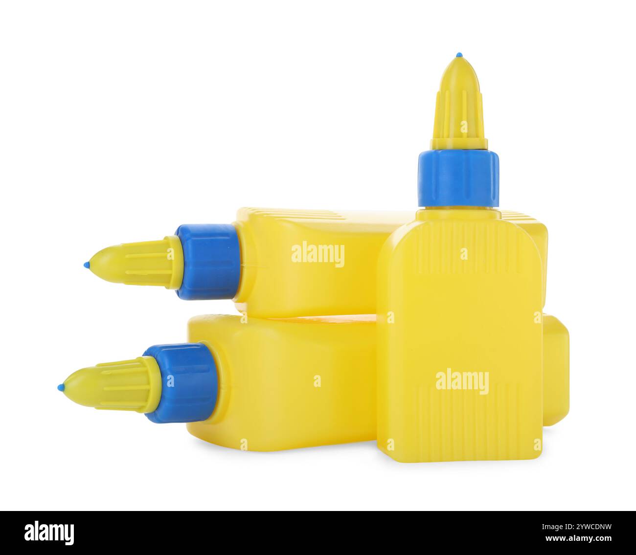 Bottles of glue with caps isolated on white Stock Photo - Alamy