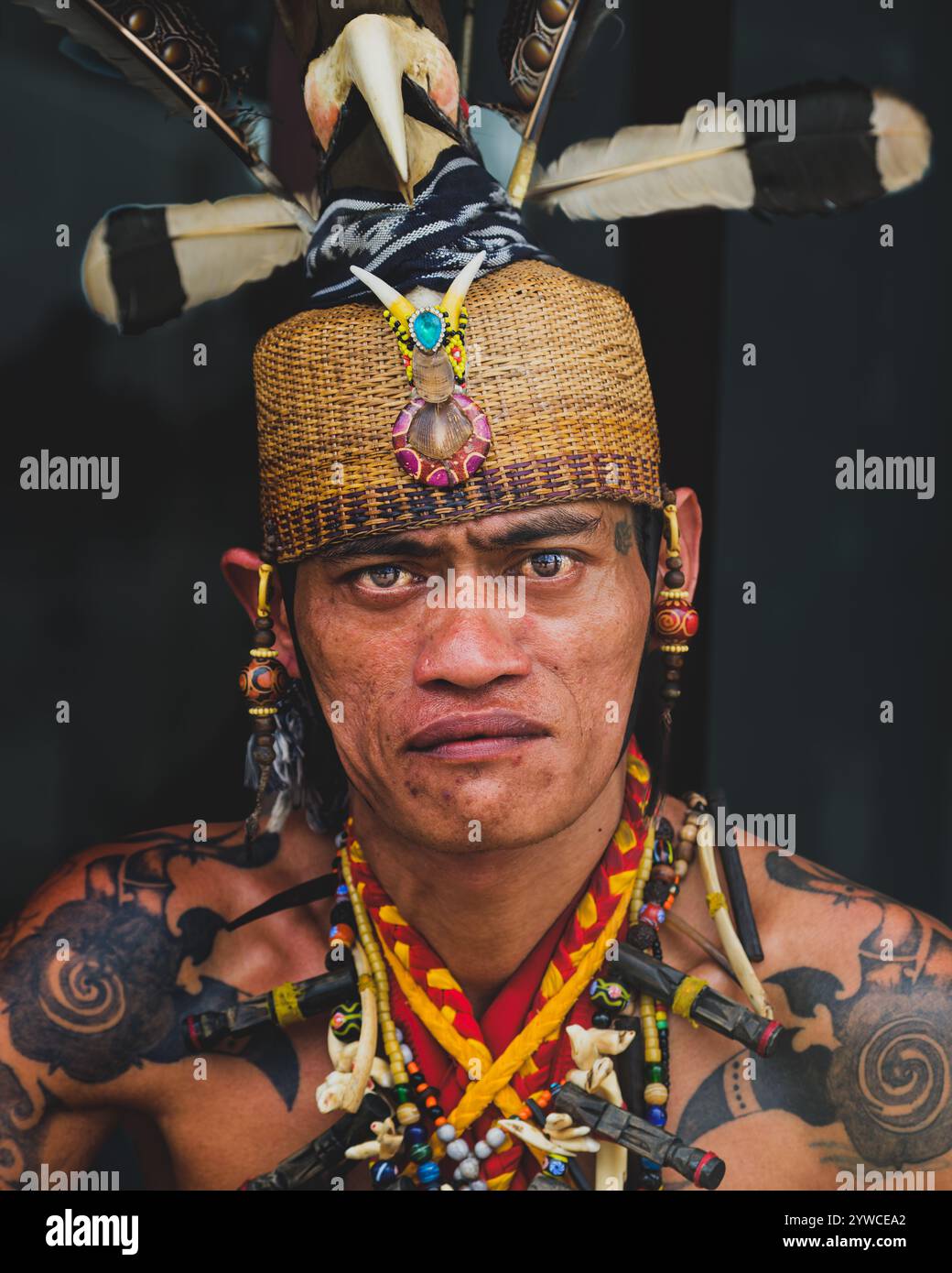IKN, Indonesia - November 24th, 2024. this is the face of Dayak Warrior ...