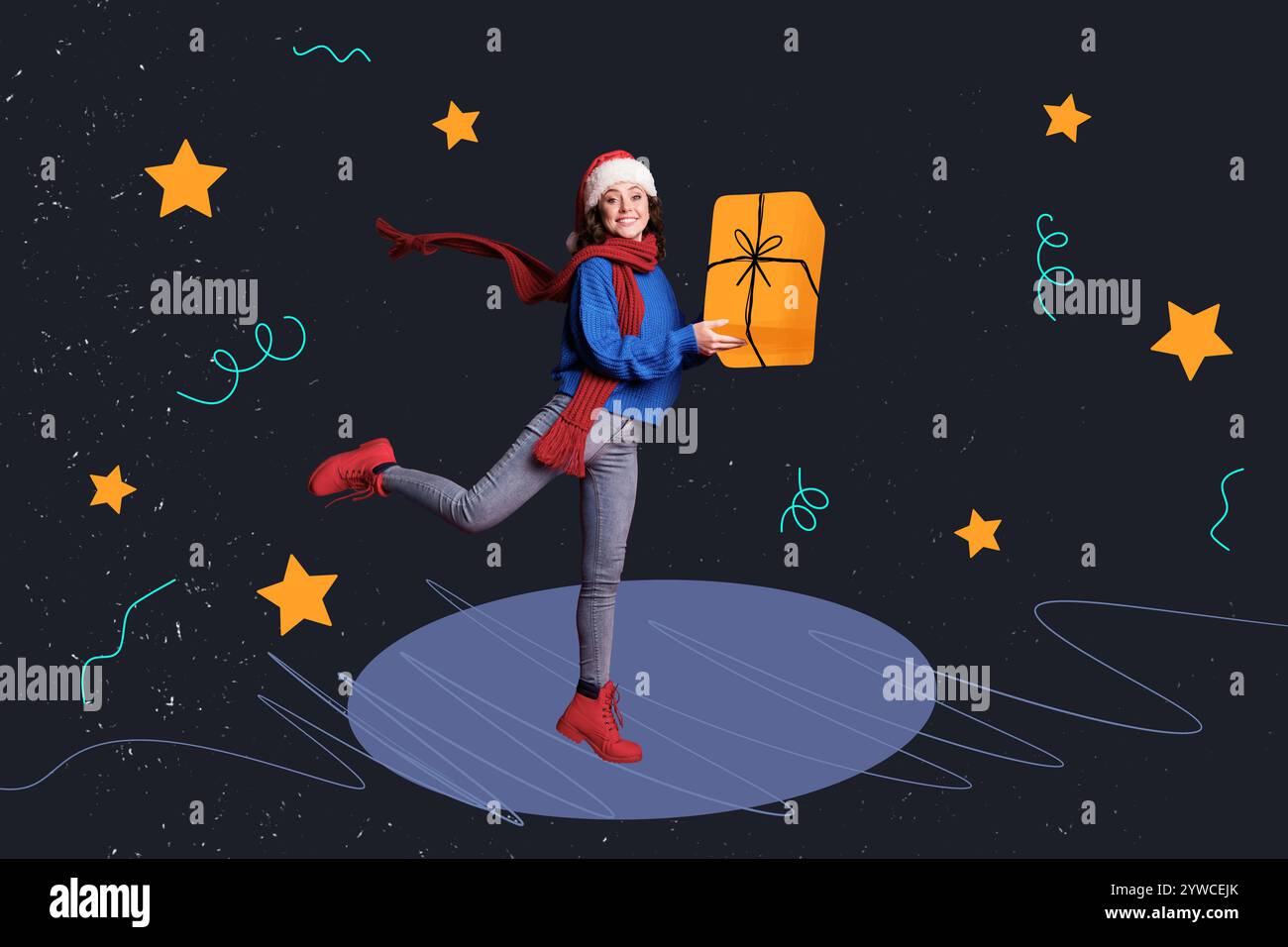 Sketch image trend artwork montage 3D photo collage of december xmas ...