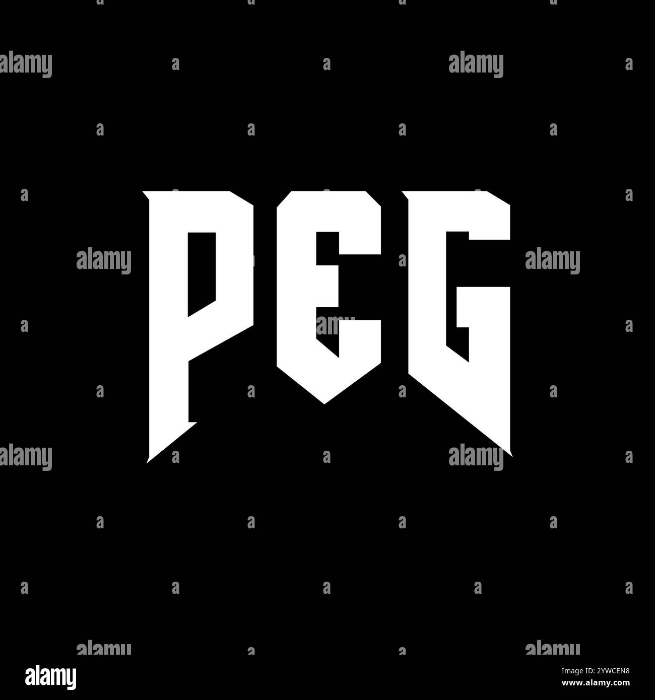 PEG letter logo design for technology company. PEG logo design black and white color combination ...