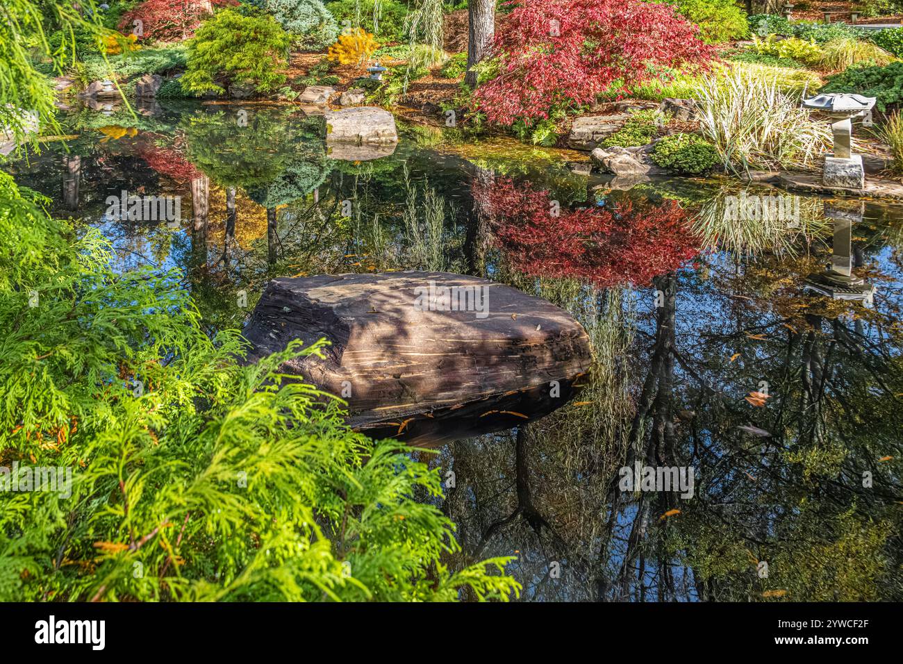 Japanese garden pond at world-class Gibbs Gardens in Ball Ground ...