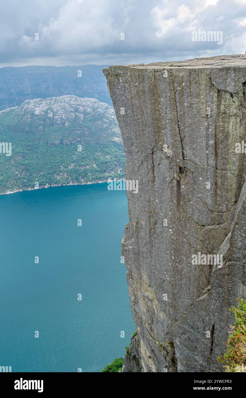 View of Preikestolen (The Pulpit Rock), a tourist attraction in ...